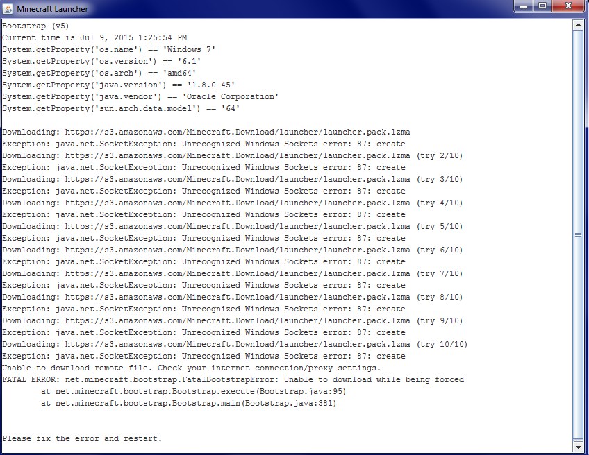 Minecraft Fehler (socketexception unrecognized windows sockets error 87 create) - Hilfe ...